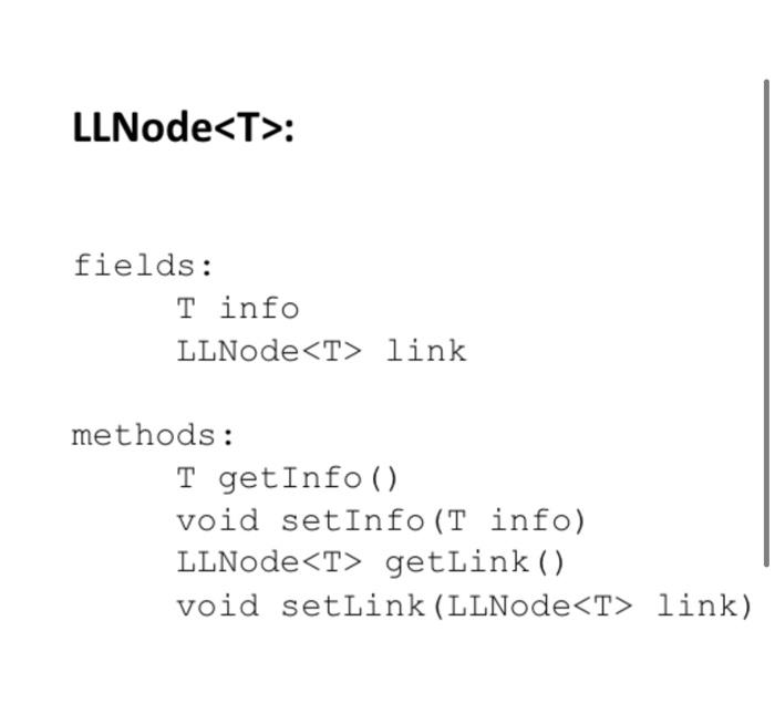 Solved 1. Given the following list, where head is an LLNode | Chegg.com