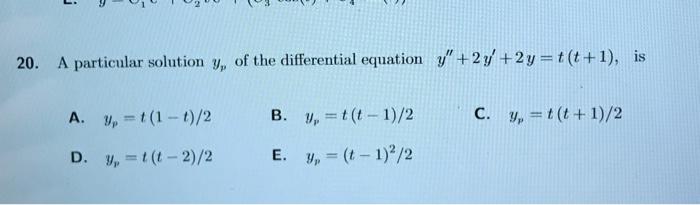 20. A particular solution yp of the differential | Chegg.com