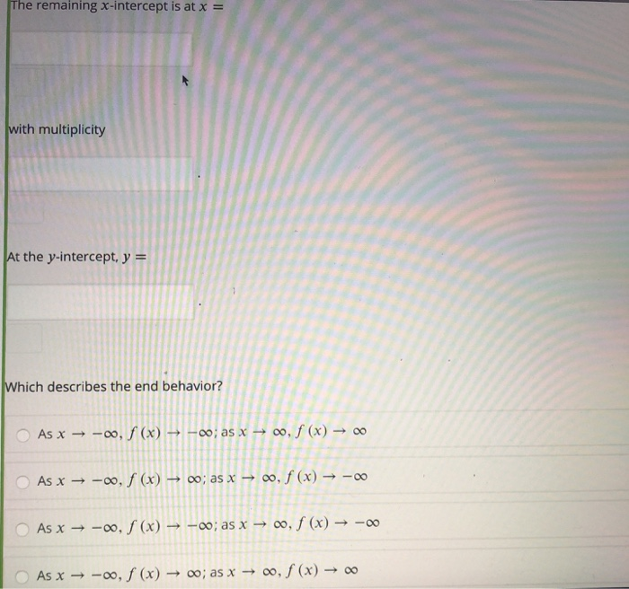 Solved Give the x-and y-intercepts, multiplicities, and end | Chegg.com