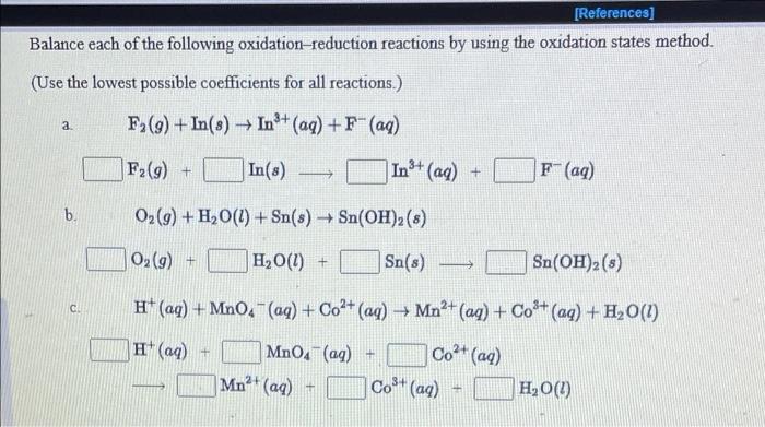 Solved [References] Balance each of the following | Chegg.com