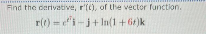 Solved Find the derivative, r′(t), of the vector function. | Chegg.com
