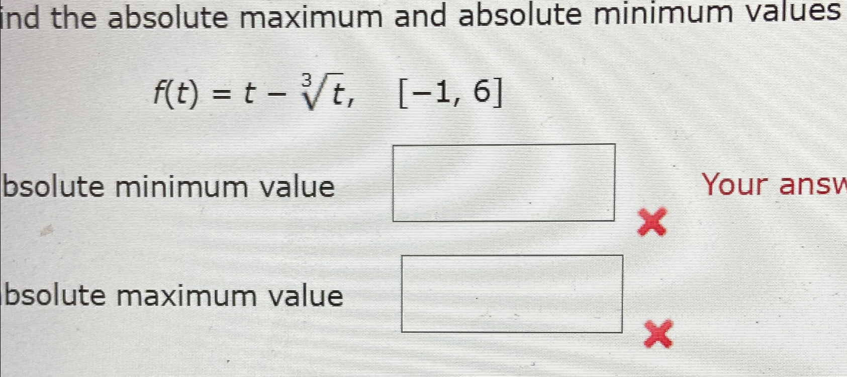 Solved ind the absolute maximum and absolute minimum | Chegg.com