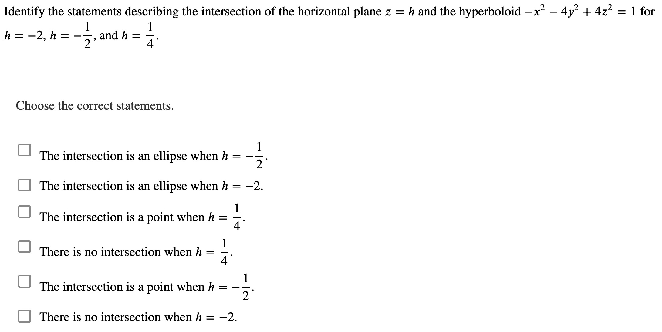 Solved Identify the statements describing the intersection | Chegg.com