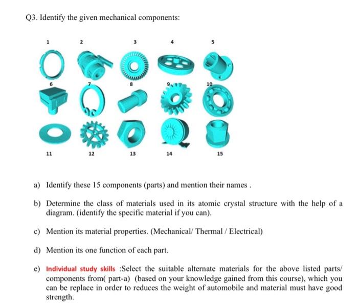 Solved Q3. Identify the given mechanical components: 10 C 11 | Chegg.com