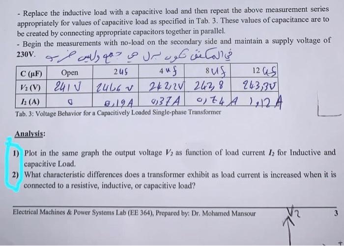Solved - Replace the inductive load with a capacitive load | Chegg.com