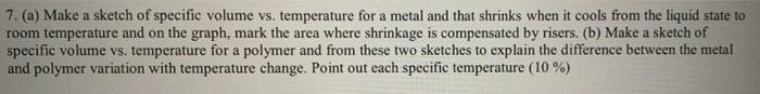 Solved 7. (a) Make a sketch of specific volume vs. | Chegg.com