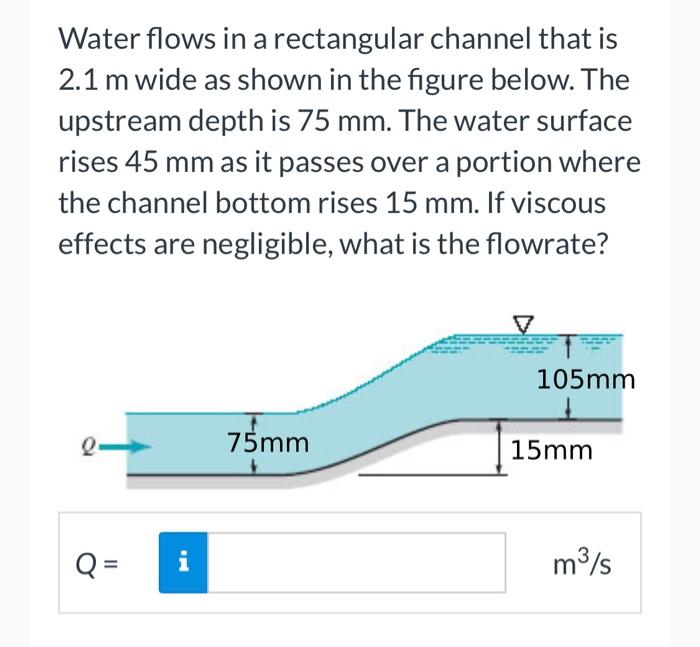 Solved Water flows in a rectangular channel that is 2.1 m | Chegg.com