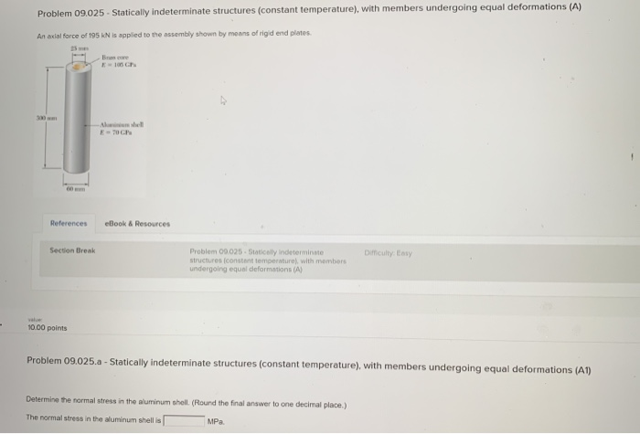 Solved Problem 09.025 Statically indeterminate structures | Chegg.com