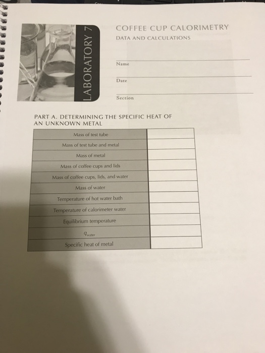 COFFEE CUP CALORIMETRY DATA AND CALCULATIONS | Chegg.com