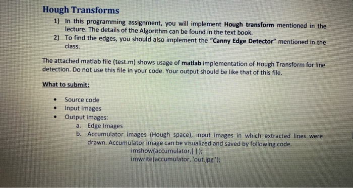 Hough Transforms 1 In This Programming Assignment 