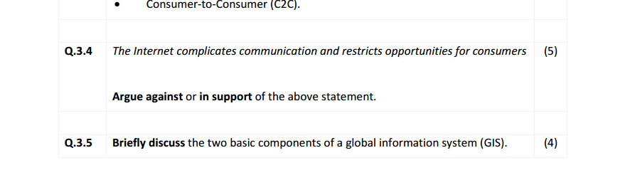Solved Consumer-to-Consumer (C2C). Q.3.4 The Internet | Chegg.com