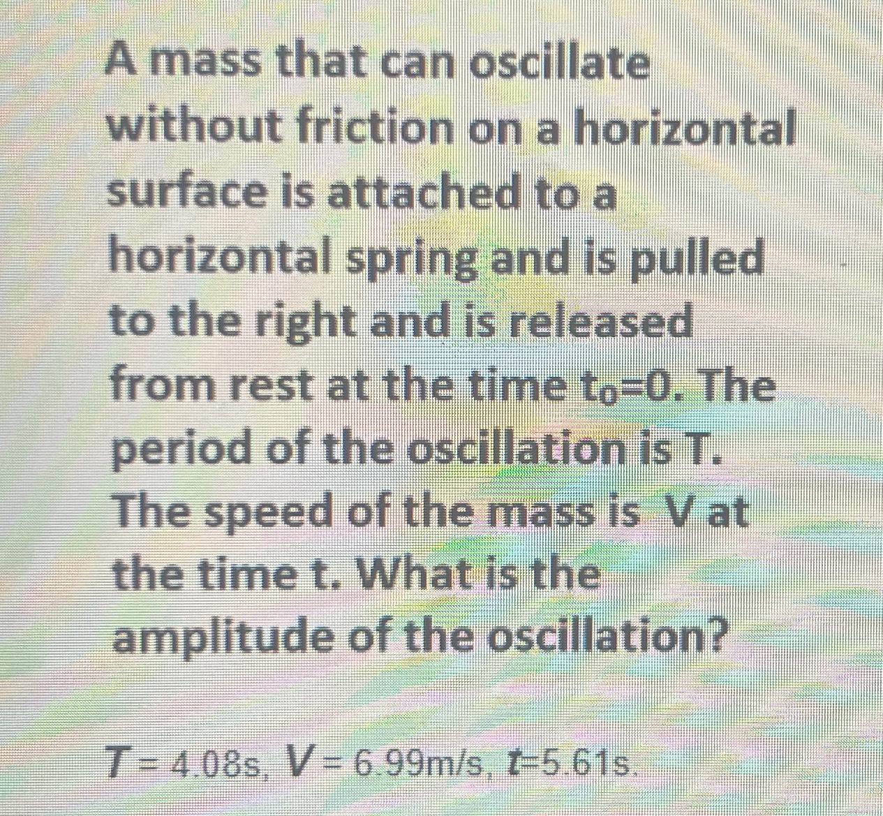Solved A mass that can oscillate without friction on a | Chegg.com