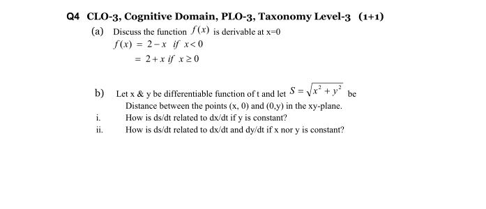 Solved Q4 CLO-3, Cognitive Domain, PLO-3, Taxonomy Level-3 | Chegg.com