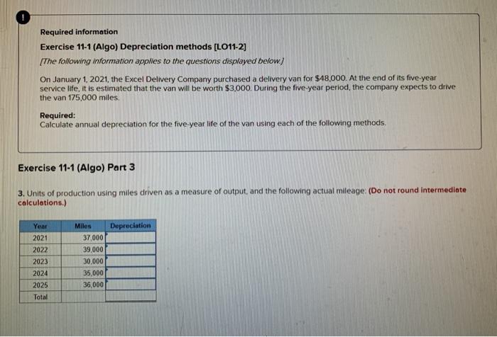 Solved Required information Exercise 11-1 (Algo) | Chegg.com