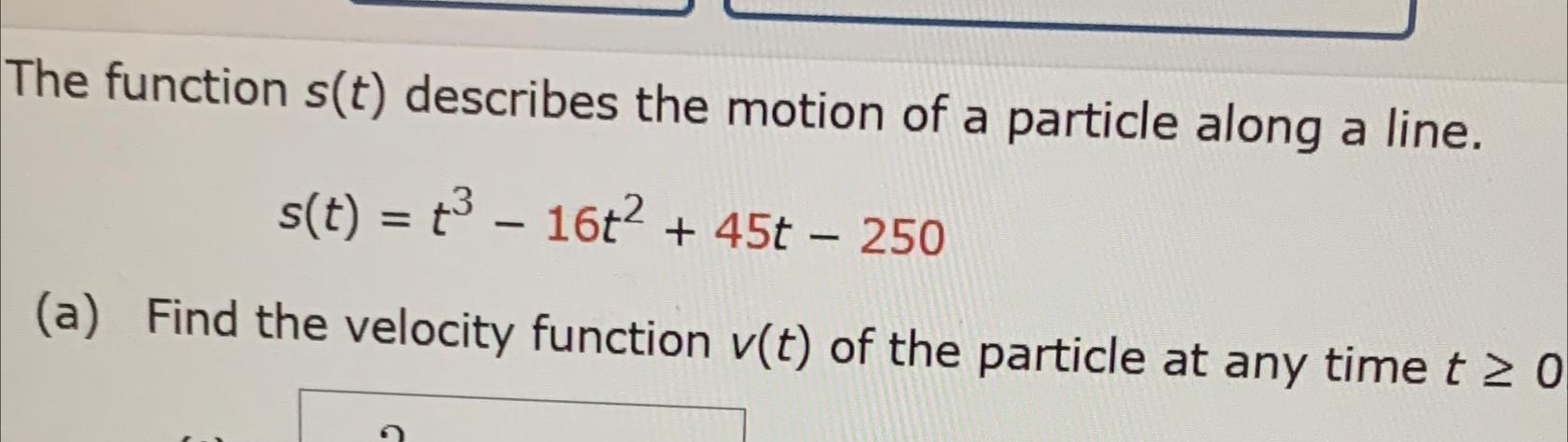 Solved The function s(t) ﻿describes the motion of a particle | Chegg.com
