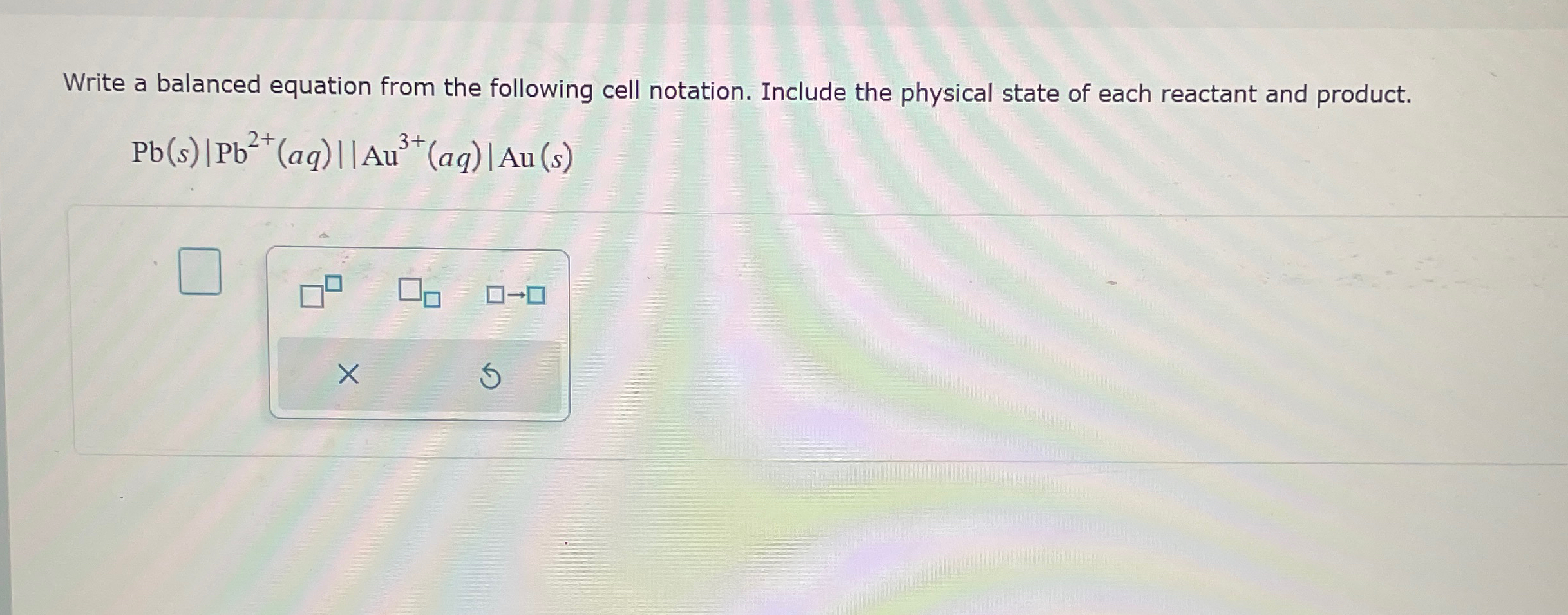 Solved Write a balanced equation from the following cell | Chegg.com