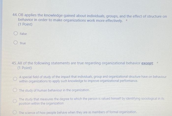 Solved 44. OB applies the knowledge gained about | Chegg.com