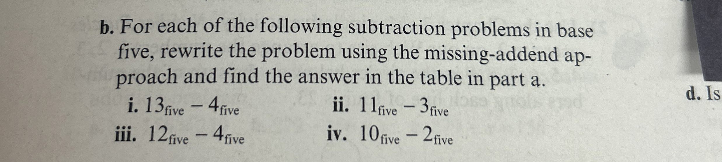 Solved b. ﻿For each of the following subtraction problems in | Chegg.com