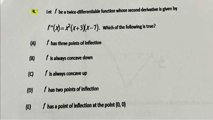 Solved Let f be a twice differentiable function whose second | Chegg.com