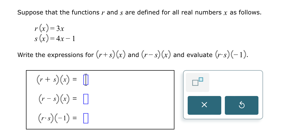 Solved Suppose that the functions r ﻿and s ﻿are defined for | Chegg.com