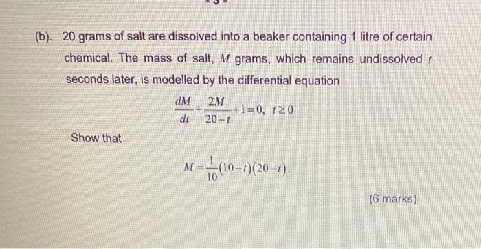 Solved 20 grams of salt are dissolved into a beaker | Chegg.com