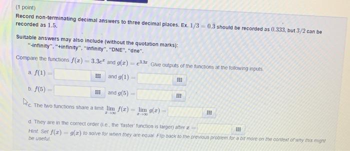 Solved (1 point) Record non-terminating decimal answers to | Chegg.com