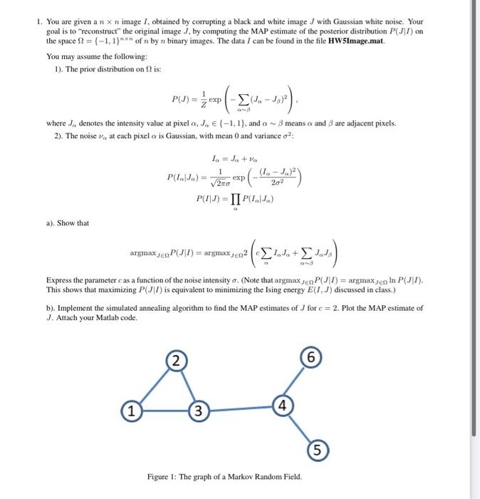 Solved 1. You are given a n×n image I, obtained by | Chegg.com