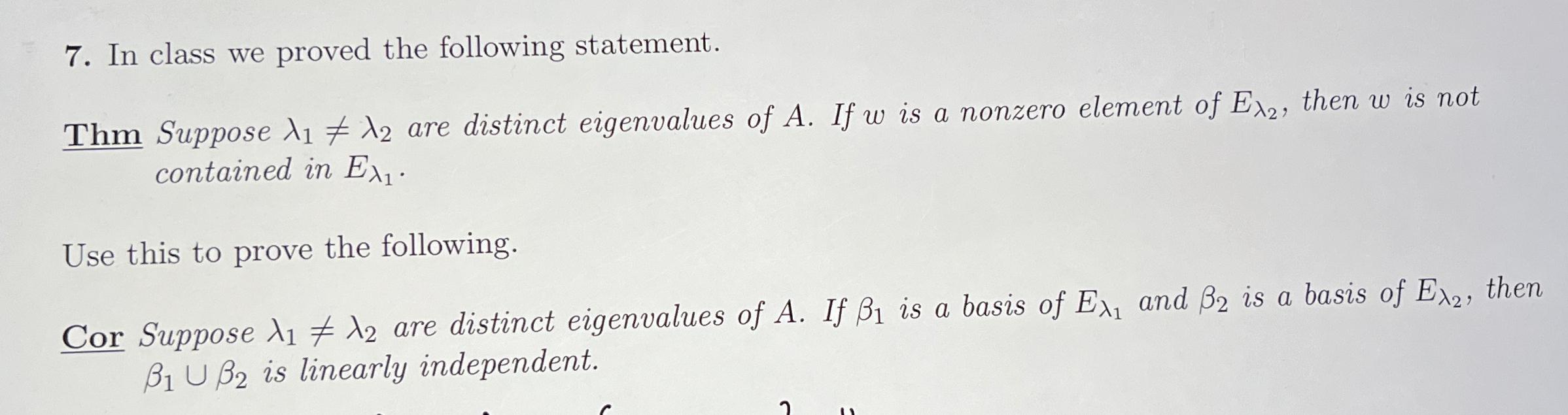 Solved In class we proved the following statement.Thm | Chegg.com