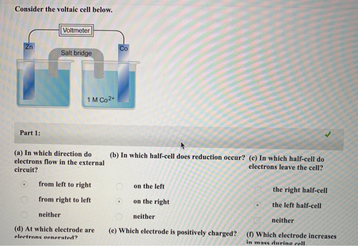 Solved Consider the voltaic cell below. Voltmeter Salt | Chegg.com