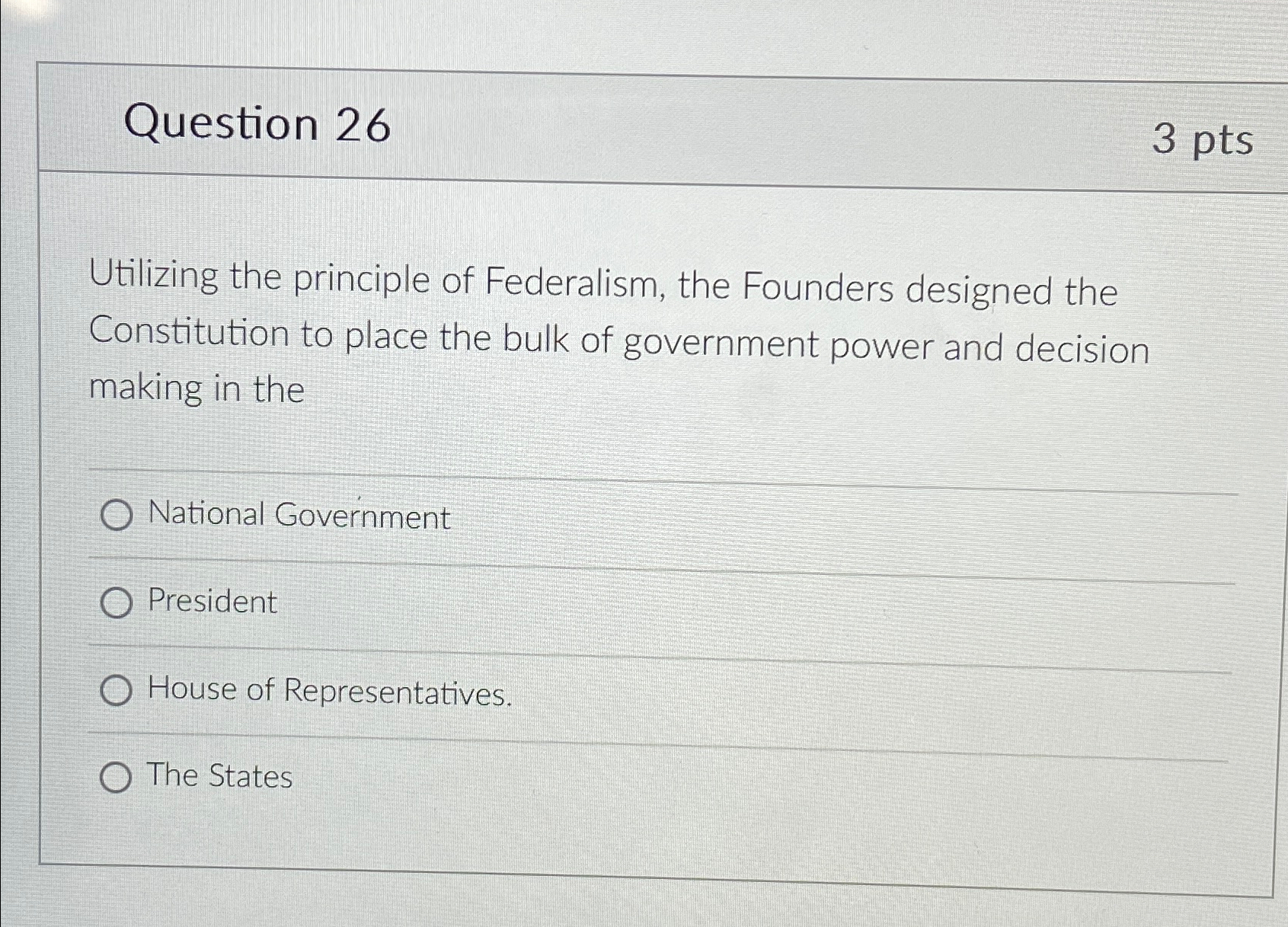Solved Question 263ptsUtilizing the principle of Federalism, | Chegg.com