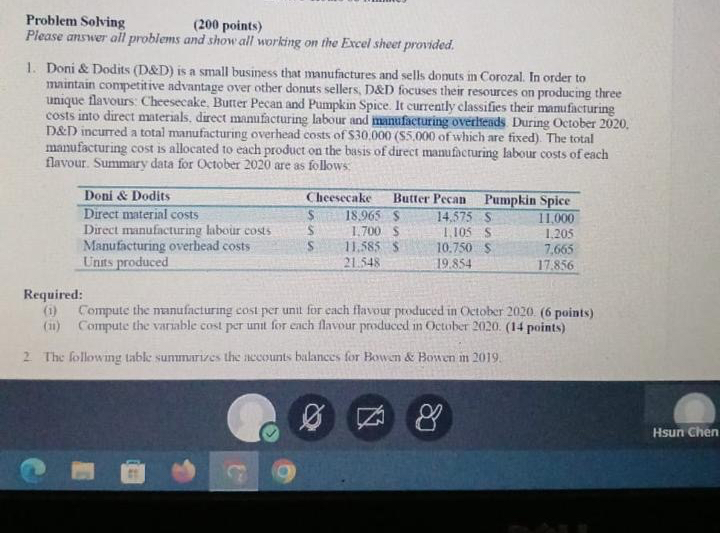Solved Problem Solving(200 ﻿points)Please answer all | Chegg.com