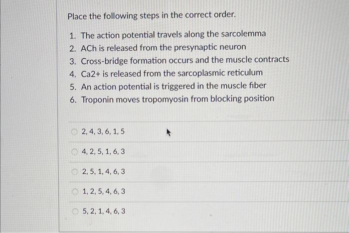 Solved Place the following steps in the correct order. 1. | Chegg.com