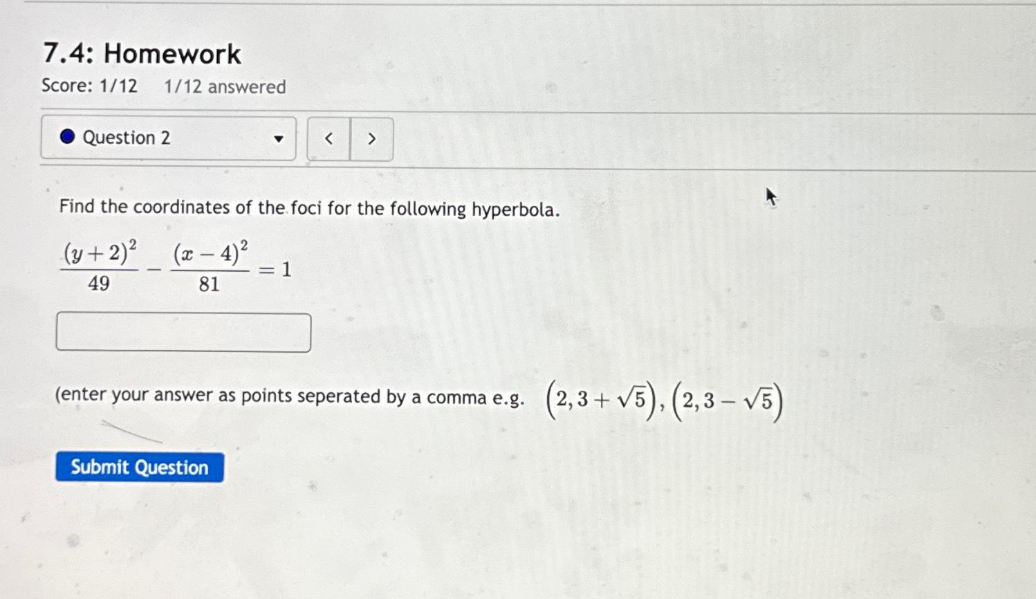 Solved 7.4: HomeworkScore: 112,112 ﻿answeredFind the | Chegg.com