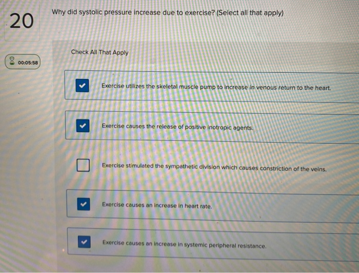 Solved Why did systolic pressure increase due to exercise? | Chegg.com