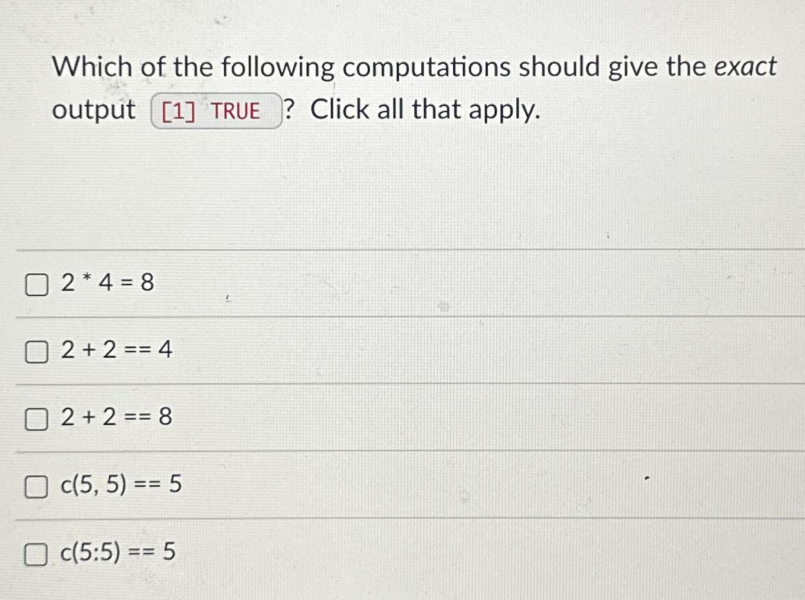 Solved Which of the following computations should give the | Chegg.com