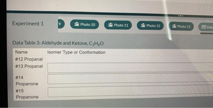 Solved Experiment 1 pt Photo 1 pt Photo 2 Data Table 1 Photo | Chegg.com