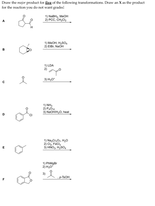 Solved Draw the major product for five of the following | Chegg.com
