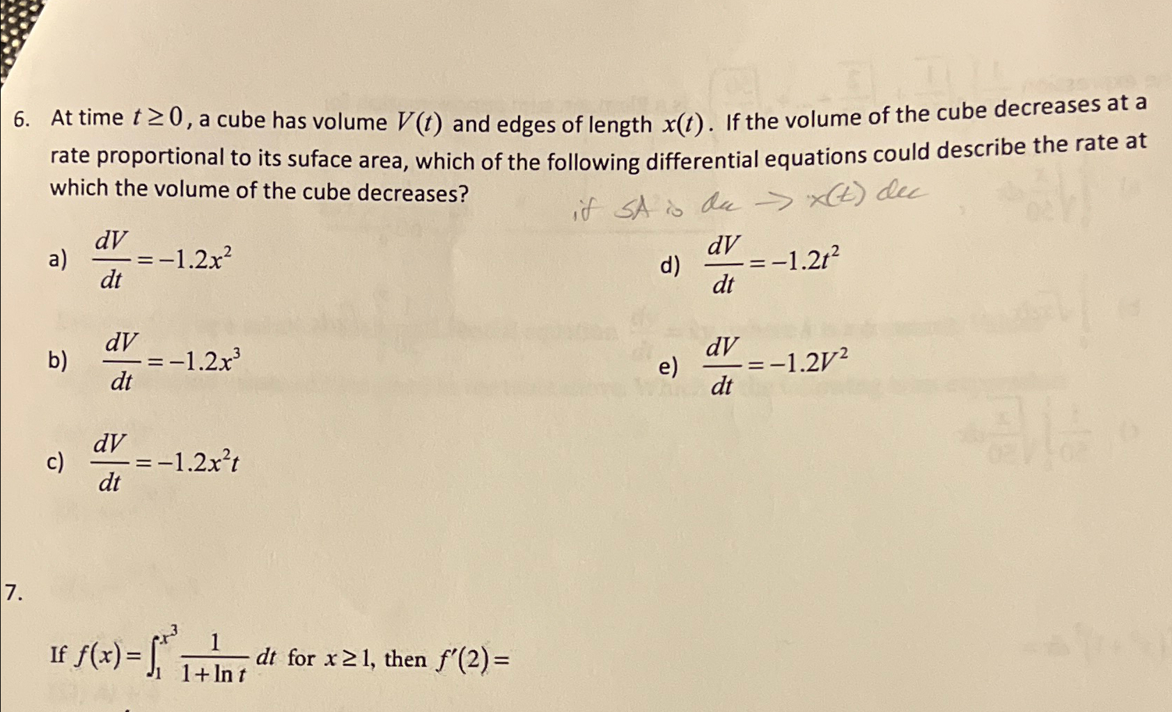 Solved At time t≥0, ﻿a cube has volume V(t) ﻿and edges of | Chegg.com