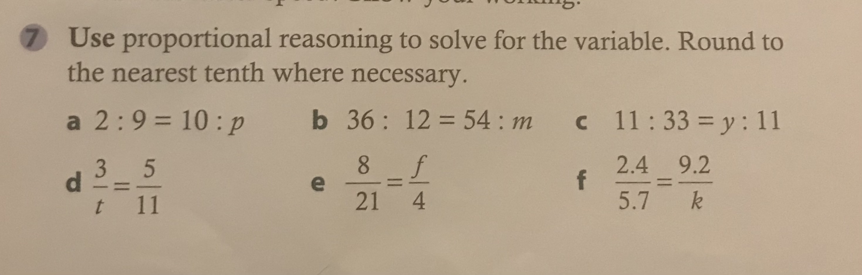 Solved (7) ﻿Use proportional reasoning to solve for the | Chegg.com