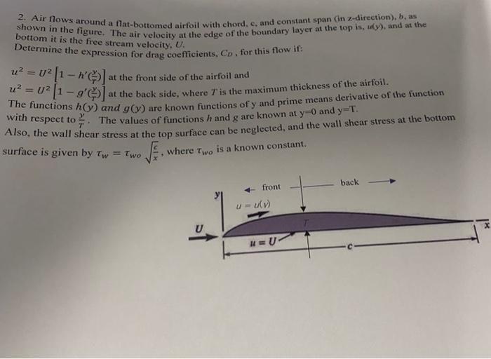 Solved 2. Air flows around a flat-bottomed airfoil with | Chegg.com