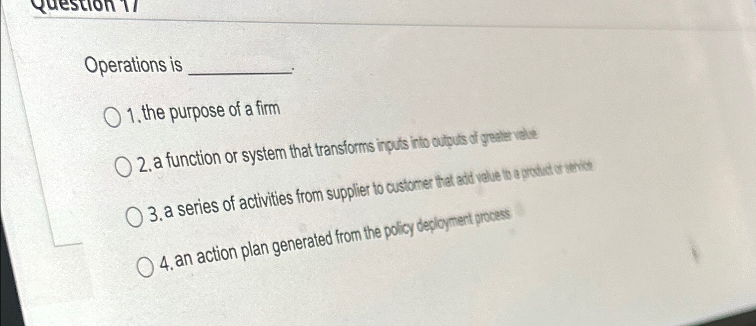 Solved Operations isthe purpose of a firma function or | Chegg.com