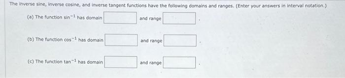 Solved The inverse sine, inverse cosine, and inverse tangent | Chegg.com