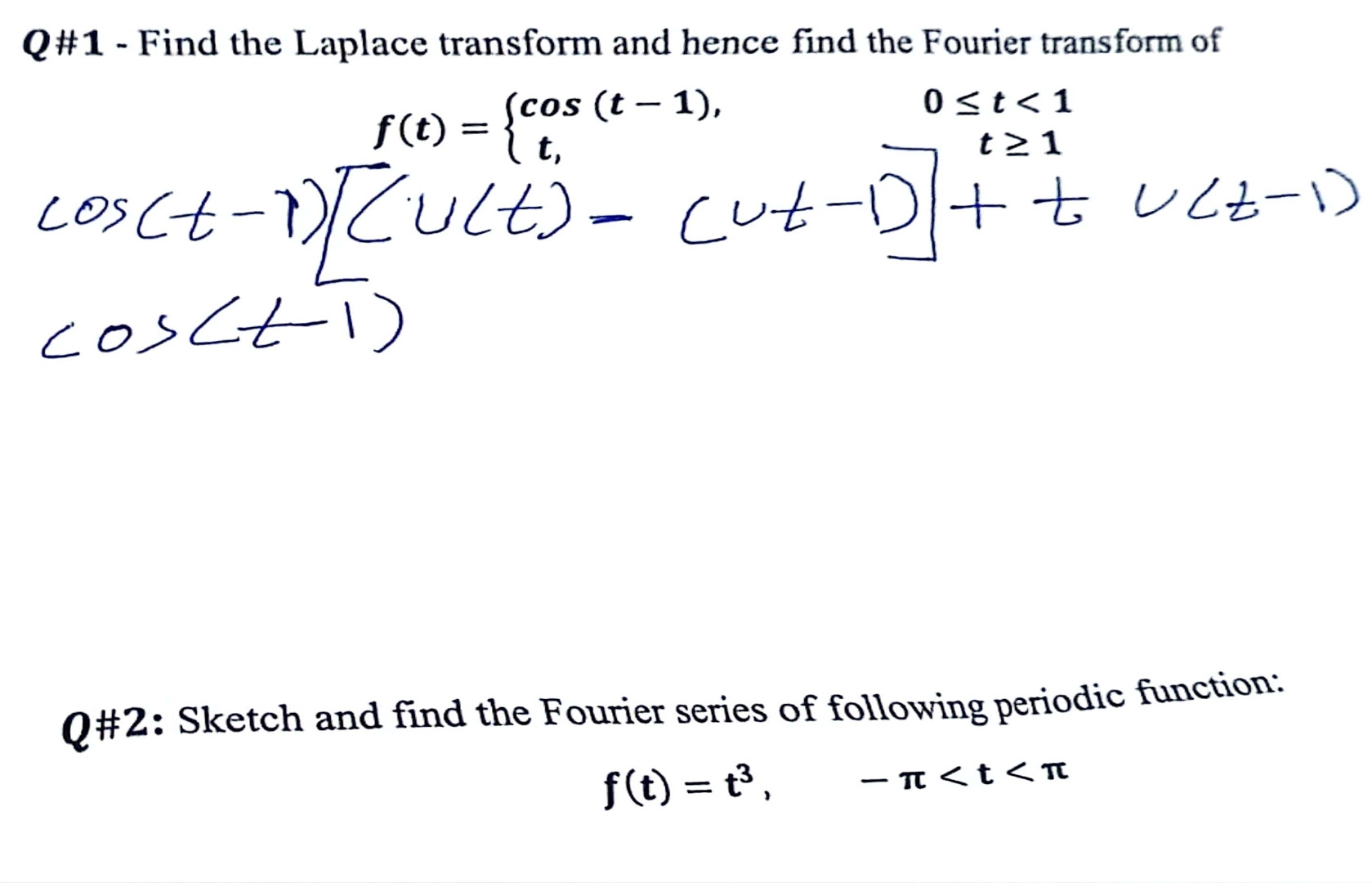 Solved Q#1 - ﻿Find the Laplace transform and hence find the | Chegg.com
