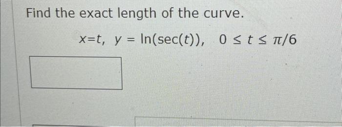 Solved Find the exact length of the curve. | Chegg.com