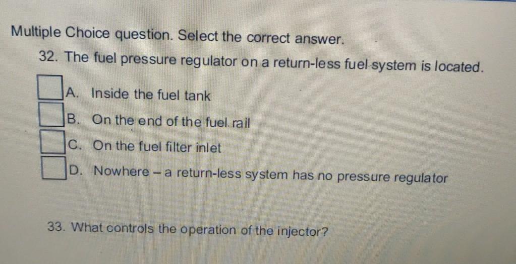 Solved 30. Name the six [6] components of the fuel injection | Chegg.com