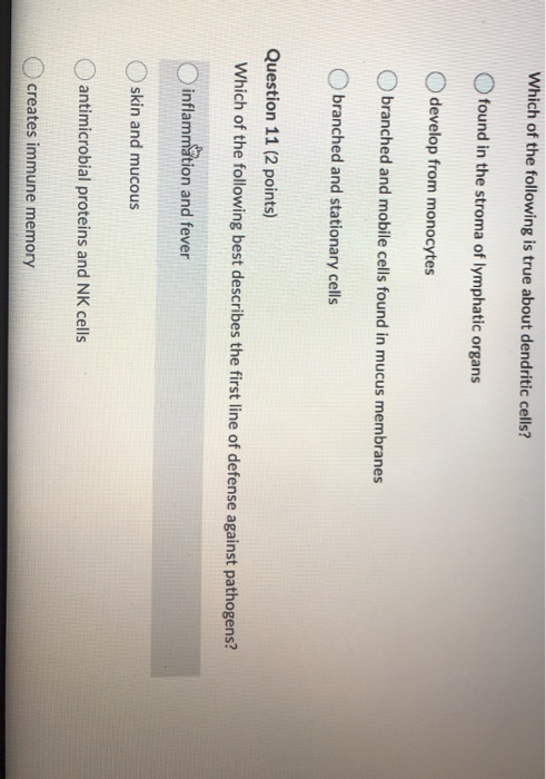 Solved Which of the following is true about dendritic cells? | Chegg.com