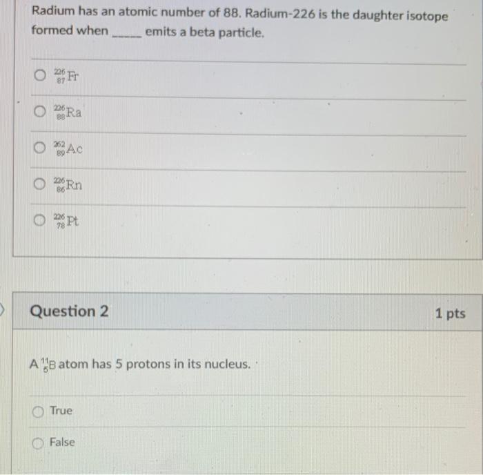 Solved Radium has an atomic number of 88. Radium-226 is the | Chegg.com