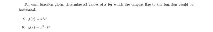 Solved For each function given, determine all values of x | Chegg.com