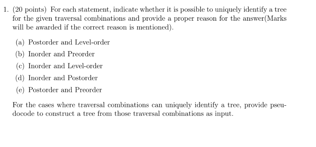 Solved (20 ﻿points) ﻿For each statement, indicate whether it | Chegg.com