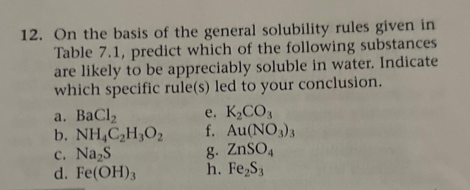 Solved On the basis of the general solubility rules given in | Chegg.com